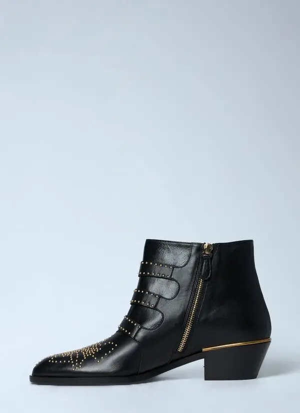 Chloé Susanna Studded Buckled Ankle Boots - Black