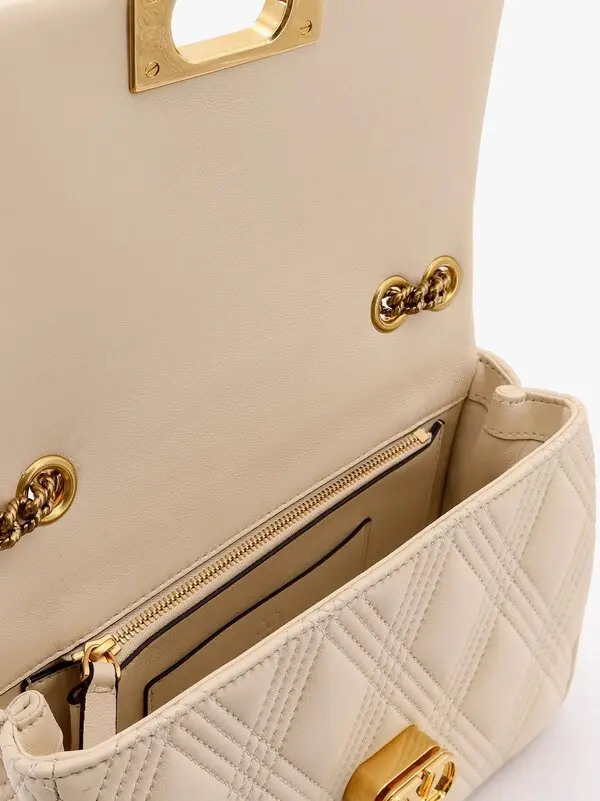 Valentino Garavani Quilted Leather Shoulder Bag With Chain - Cream