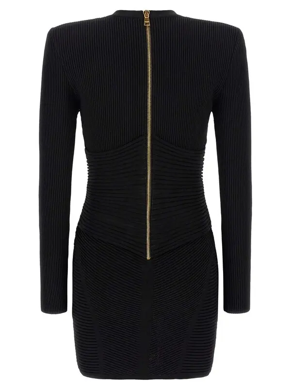 Balmain Bodycon Dress With Decorative Buttons - Black