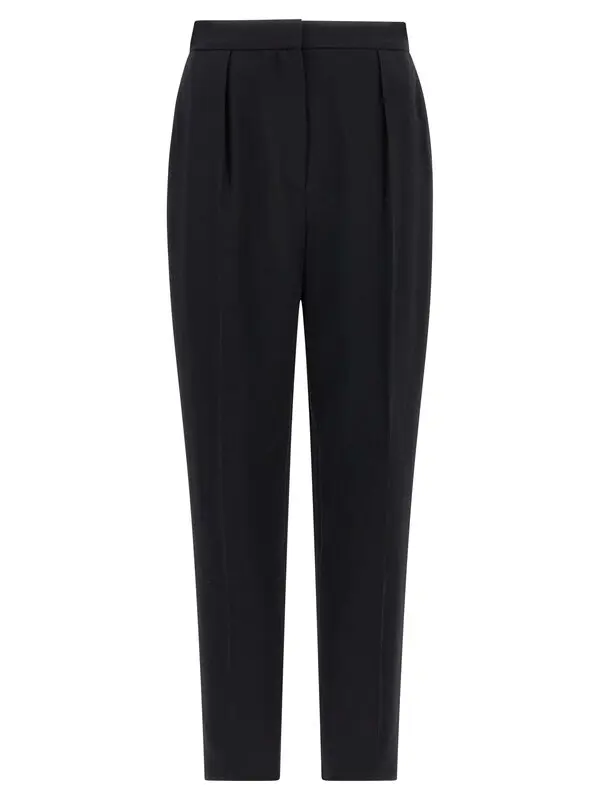 Balmain High-waisted Grain De Poudre Wool Trousers - Black
