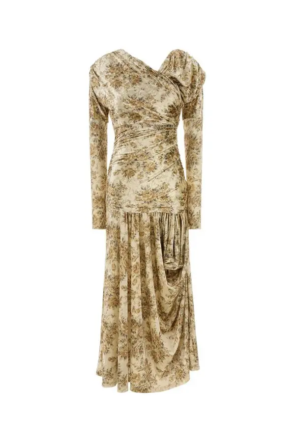 GANNI Printed Velvet Dress - Multicolor