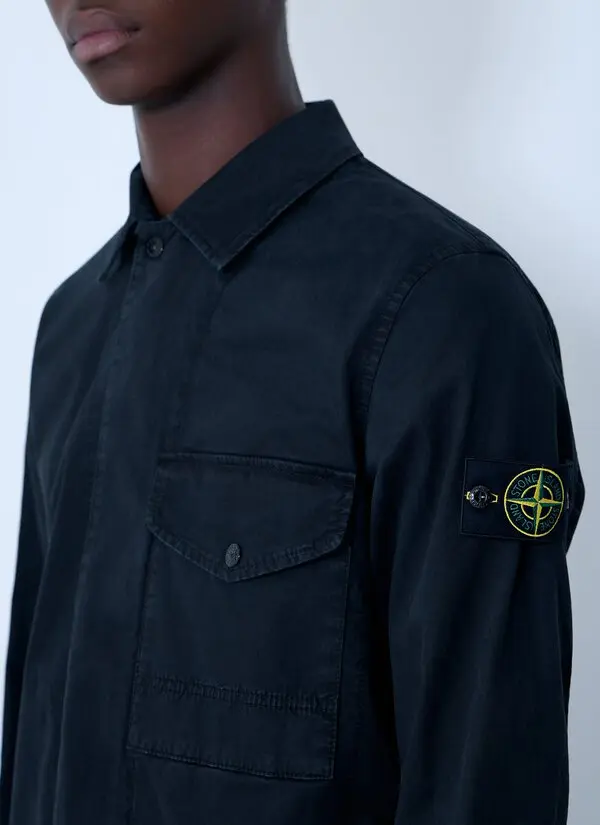 Stone Island Cotton Weave Shirt With Signature Compass Patch