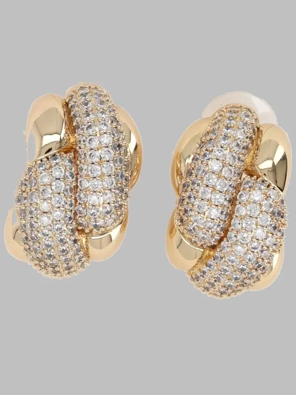 SELF-PORTRAIT Tone Knot Earrings With Zircon Embellishment - Gold