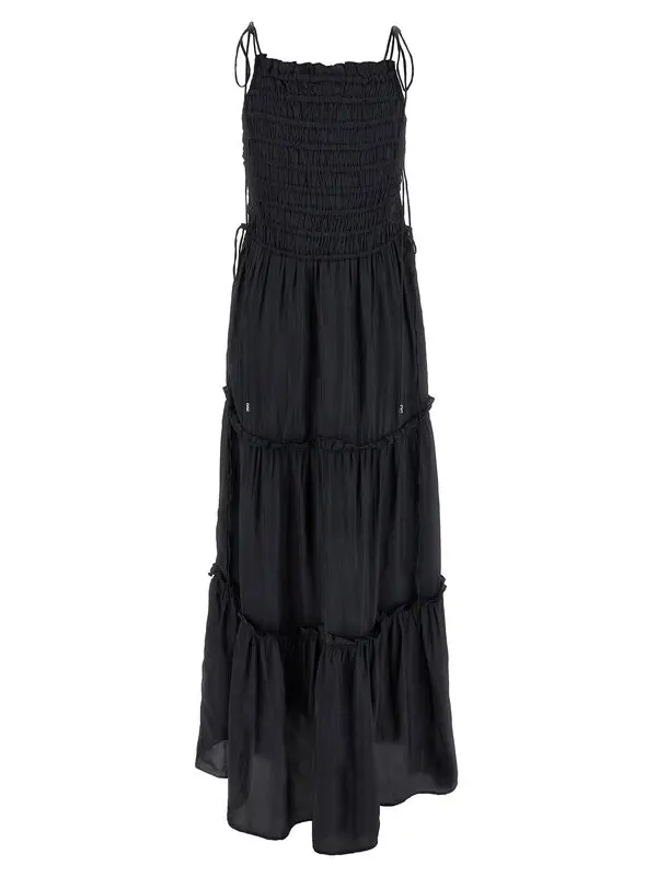 GANNI Smocked Viscose Maxi Dress