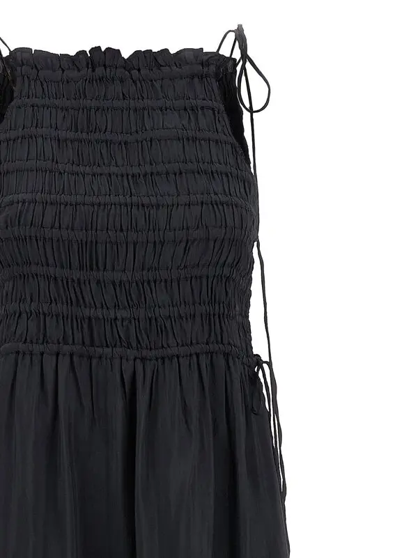 GANNI Smocked Viscose Maxi Dress