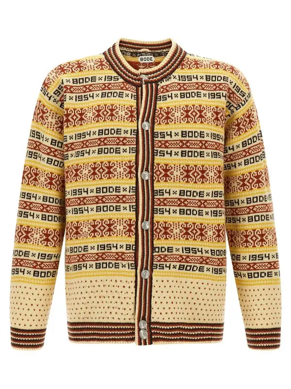 BODE Marzipan Jacquard Wool Cardigan - Multicolor