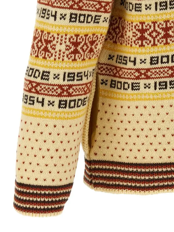 BODE Marzipan Jacquard Wool Cardigan - Multicolor