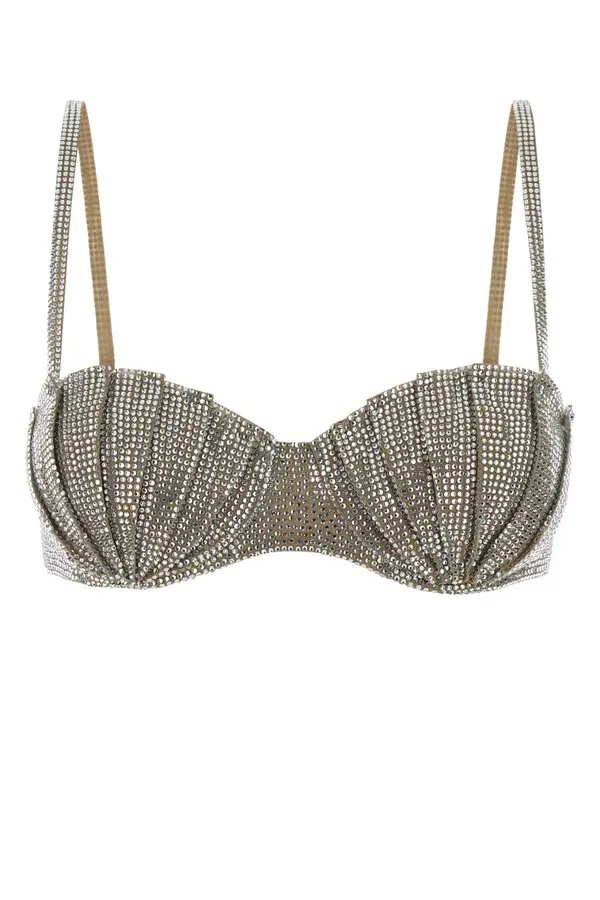Giuseppe Di Morabito Embellished Stretch Nylon Bra - Silver