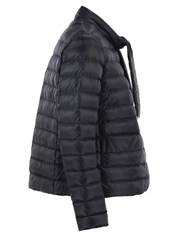 Herno Ultra-light Nylon Down Jacket With Funnel Neck And Adjustable Ribbons - Blue