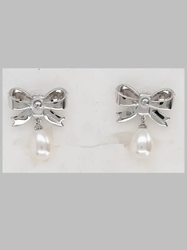 SELF-PORTRAIT Pearl, Bow, And Crystal Drop Earrings