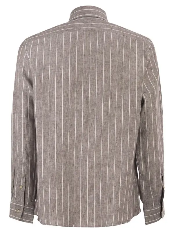 Brunello Cucinelli Easy Fit Striped Linen Shirt