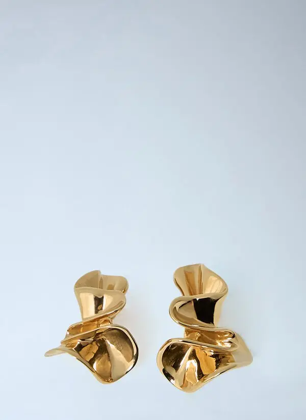Bottega Veneta Small Anemone Earrings In Polished Metal - Gold