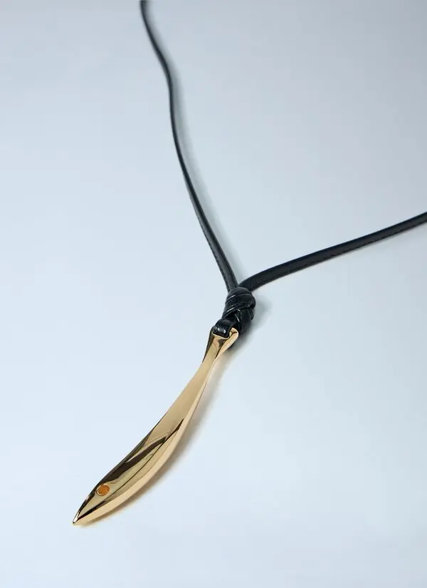 Bottega Veneta Leather Pendant Necklace - Black