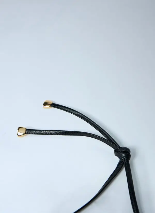 Bottega Veneta Leather Pendant Necklace - Black