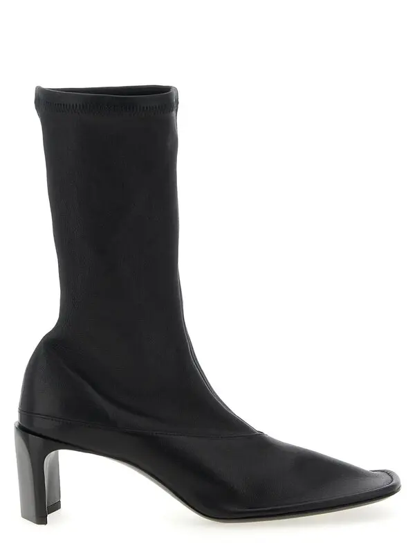 JIL SANDER Nappa Leather Ankle Boots With Sculptural Heel - Black