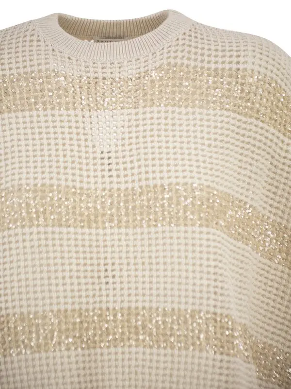Brunello Cucinelli Cropped Cotton Knit Top With Sequin Bands