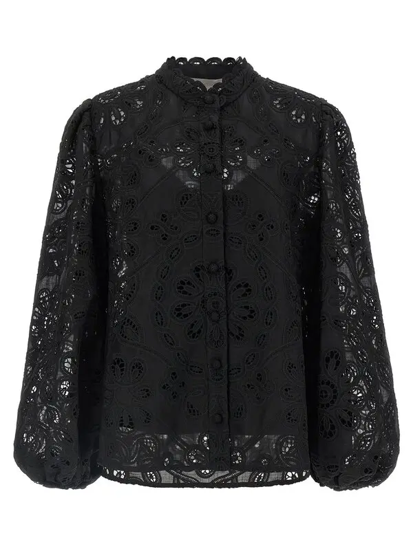 Zimmermann Rhiannon Embroidered Cotton Shirt - Black