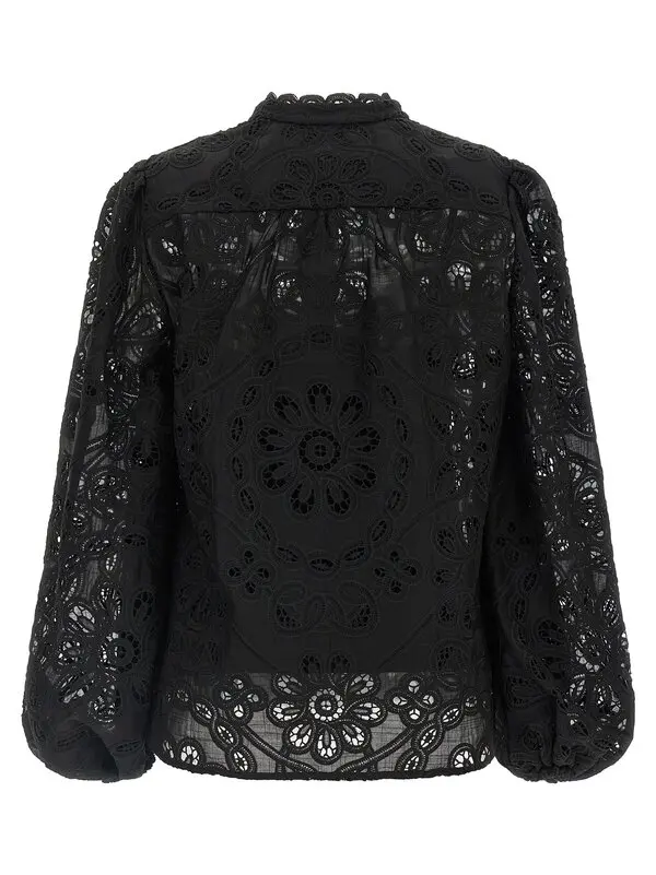 Zimmermann Rhiannon Embroidered Cotton Shirt - Black