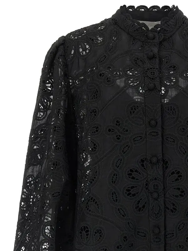 Zimmermann Rhiannon Embroidered Cotton Shirt - Black