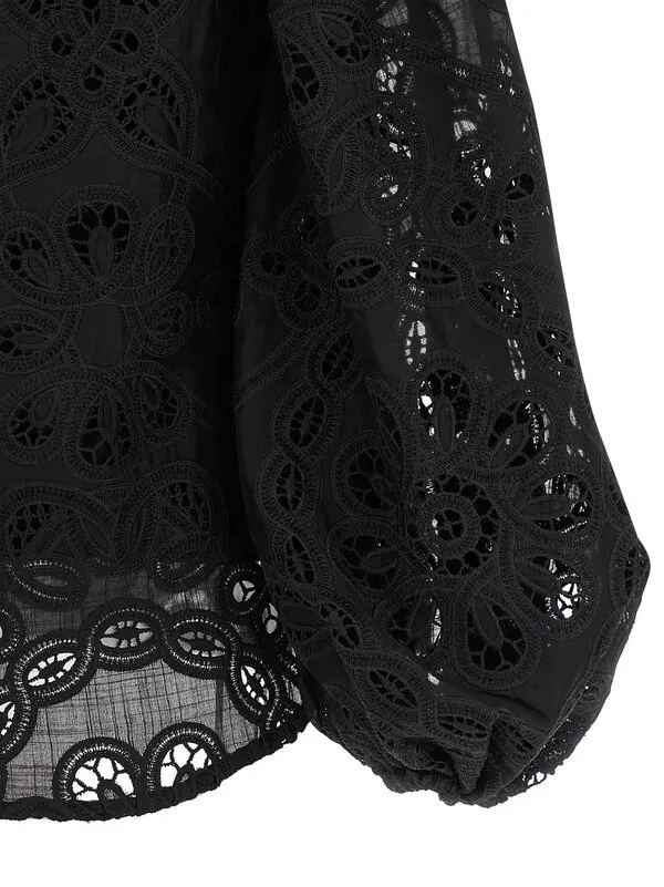 Zimmermann Rhiannon Embroidered Cotton Shirt - Black