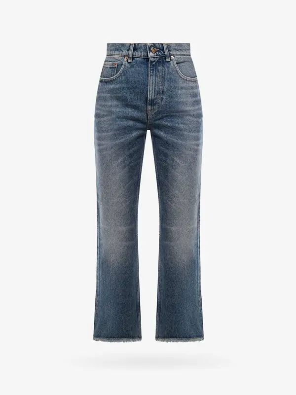 GOLDEN GOOSE Cropped Flare Jeans With Back Logo Patch - Multicolor