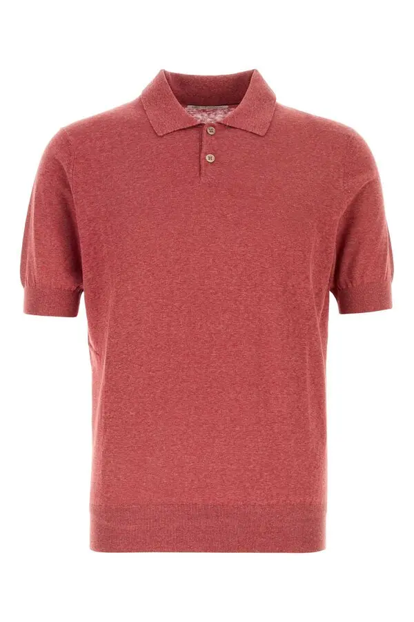 Brunello Cucinelli Fuchsia Linen Blend Polo Shirt - Pink