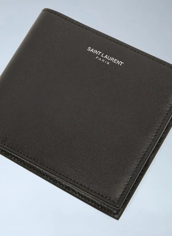 Saint Laurent Logo Print Bi-fold Wallet - Black