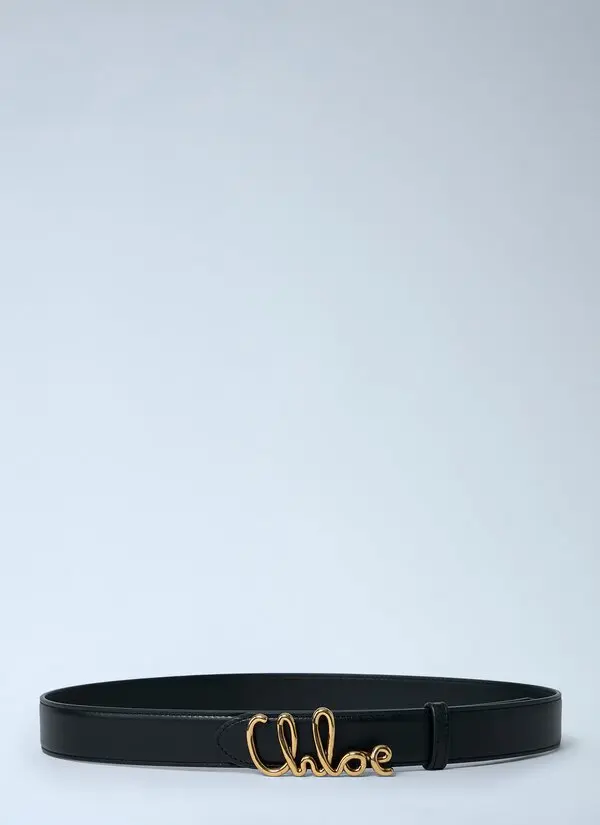 Chloé Logo Buckle Leather Belt - Black