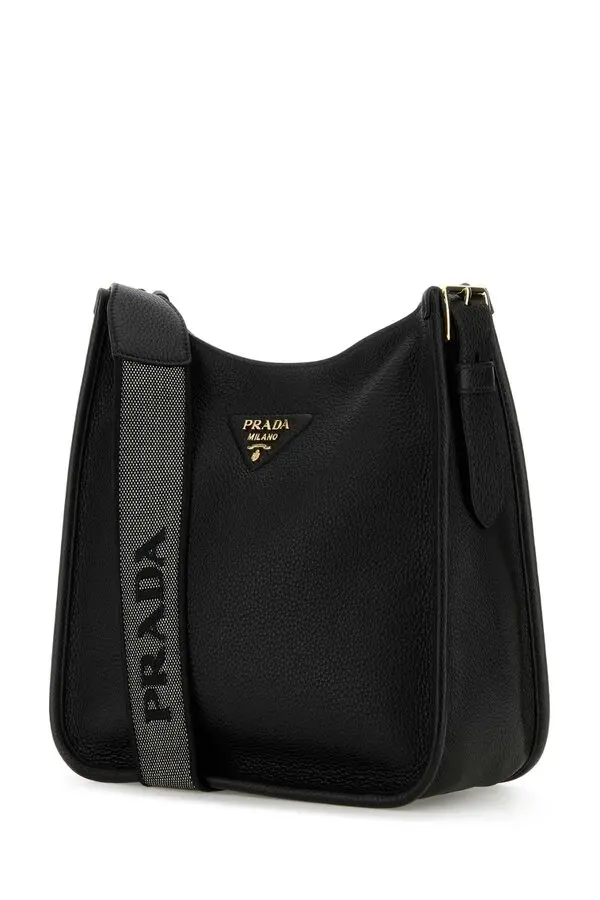 Prada Vitello Leather Shoulder Bag - Black