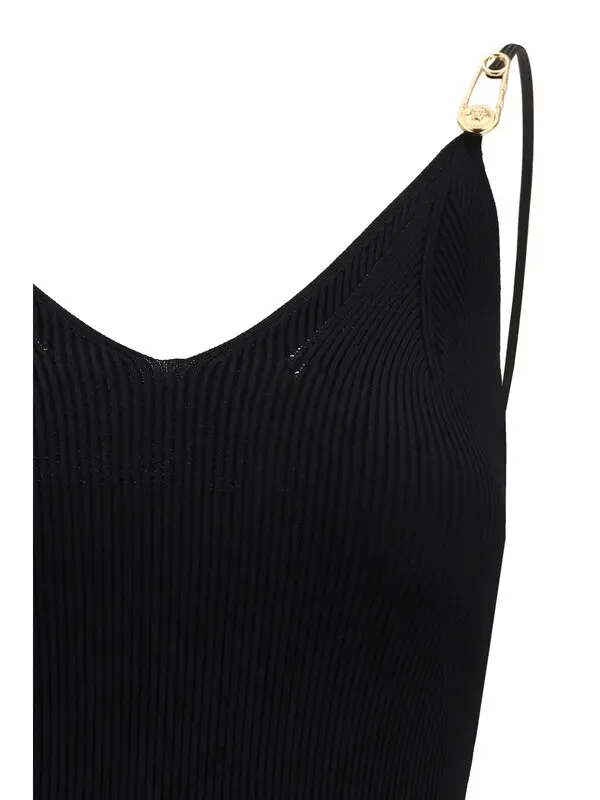 Versace Safety Pin Slip Midi Dress - Black