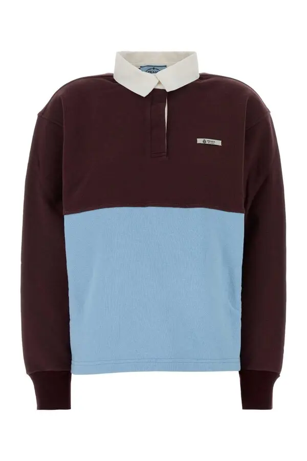 Prada Two-tone Cotton Oversize Polo Shirt