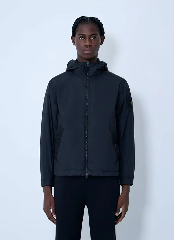 Stone Island Hooded Jacket With Compass Patch - Black