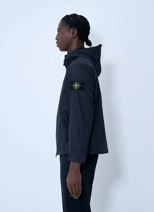 Stone Island Hooded Jacket With Compass Patch - Black