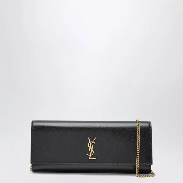 Saint Laurent Kate Clutch In Grain De Poudre Leather - Black