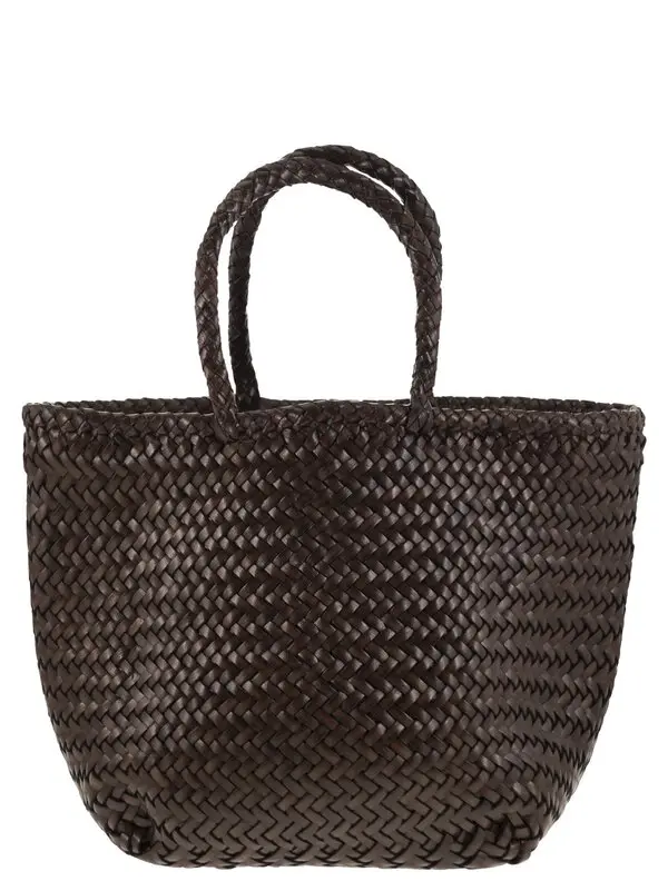 Dragon Diffusion Grace Basket Small Woven Leather Bag - Brown