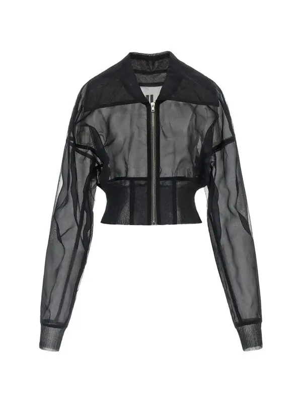 Rick Owens Cropped Sheer Nylon Bomber Jacket - Multicolor