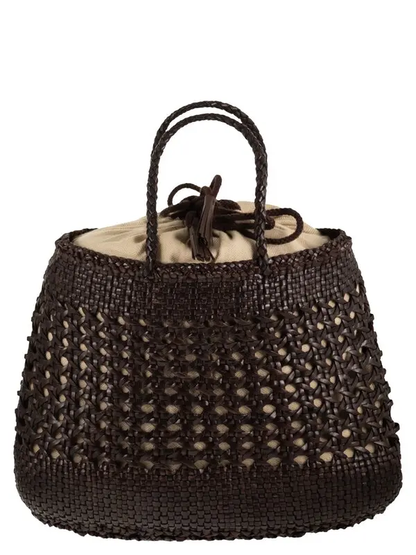 Dragon Diffusion Braided Leather Bucket Bag - Brown