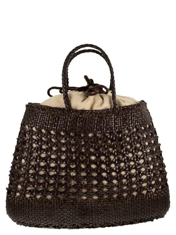 Dragon Diffusion Braided Leather Bucket Bag - Brown