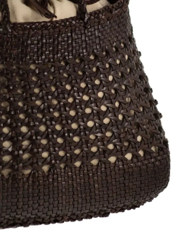 Dragon Diffusion Braided Leather Bucket Bag - Brown