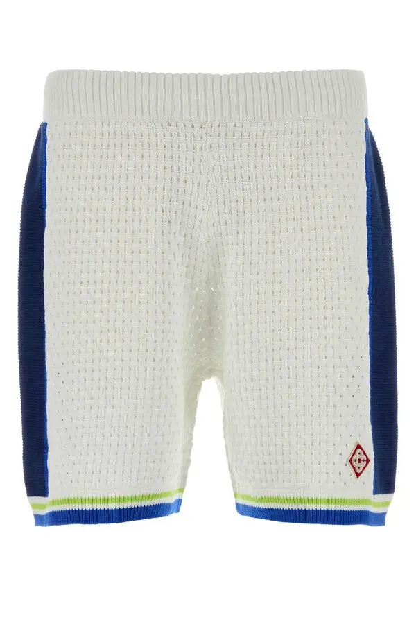 Casablanca Crochet Knit Bermuda Shorts - White