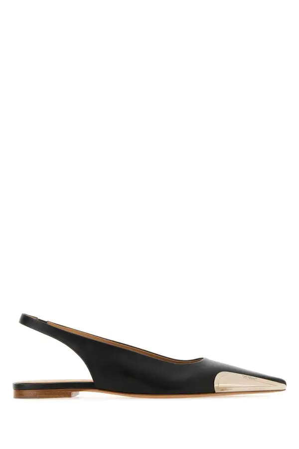 Off-White Leather Ballerinas - Black