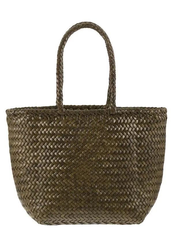 Dragon Diffusion Grace Basket Small Woven Leather Bag - Green