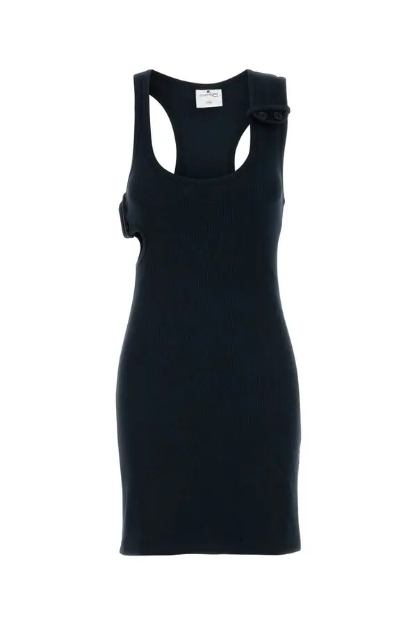 COURREGES Cotton Ribbed Mini Dress