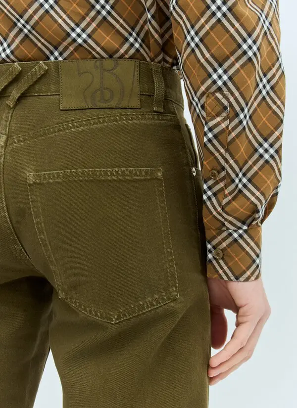 Burberry Cotton Twill Pants With Check Motif Cuffs