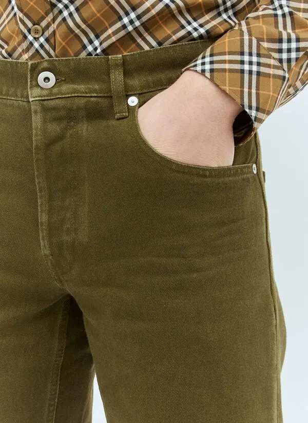 Burberry Cotton Twill Pants With Check Motif Cuffs