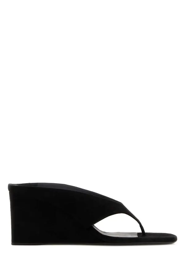 Alaïa Suede Thong Wedge Mules - Black