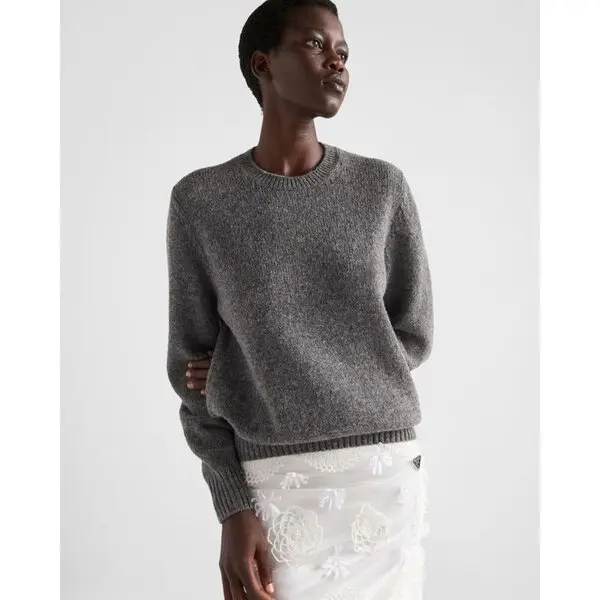 Prada Wool And Cashmere Crew Neck Sweater - Gray