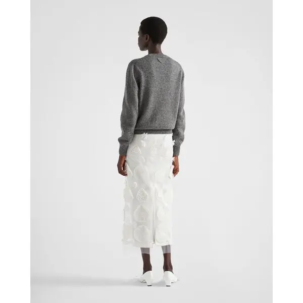 Prada Wool And Cashmere Crew Neck Sweater - Gray