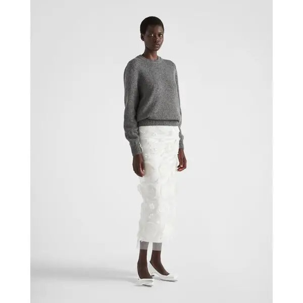 Prada Wool And Cashmere Crew Neck Sweater - Gray