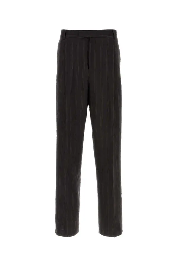 FERRAGAMO Salvatore Embroidered Linen Blend Pants